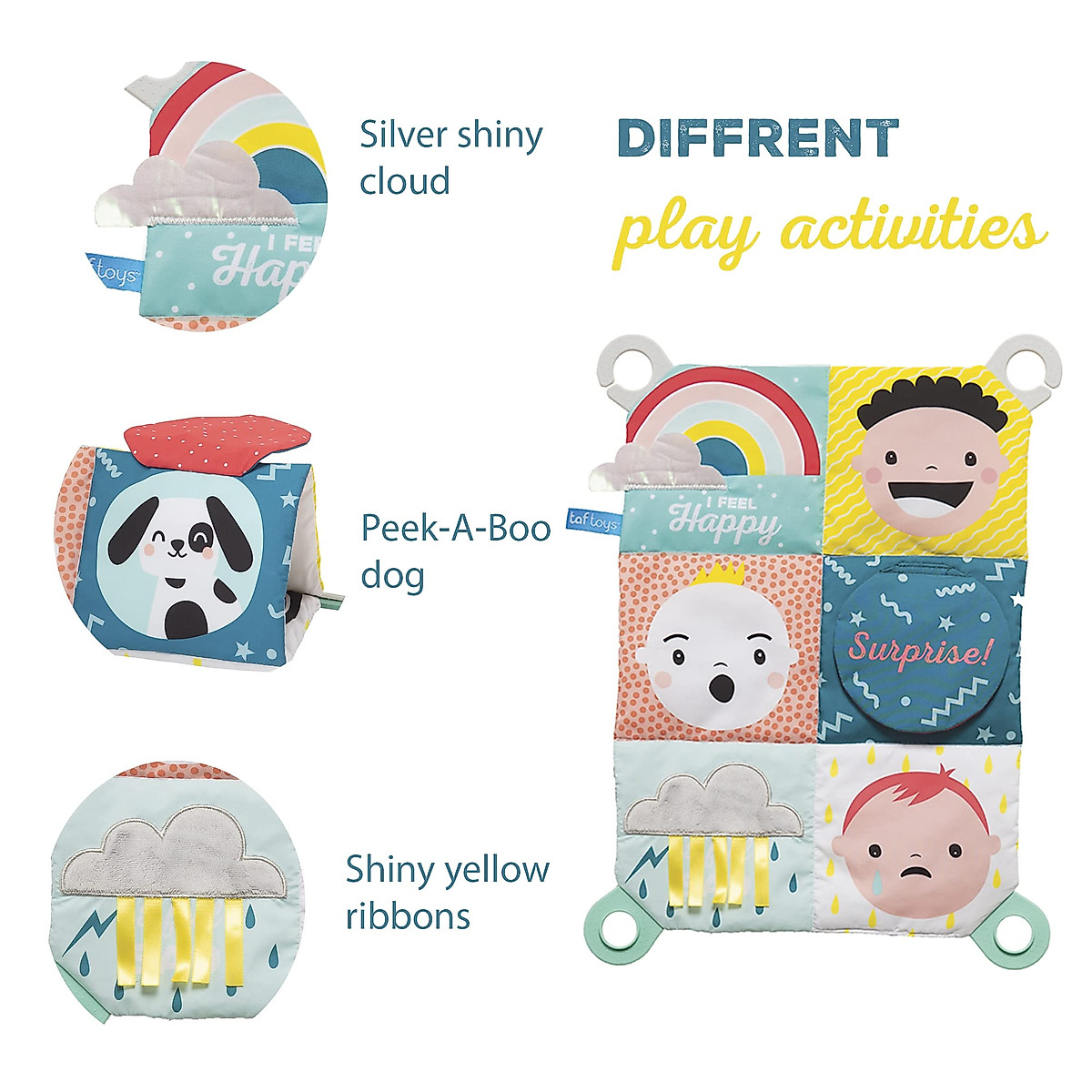 Baby Steps Tummy Time Mirror Toys 0-6 Months Crinkle Baby Book High-Contrast Toys Teether Toy Newborns and Infants 0-6 Months Brain Development Montessori Newborn Sensory Toys for Boys Girls Gifts