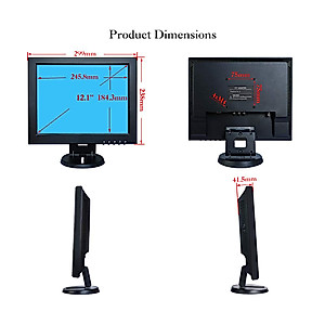 iChawk 12.1"inch PC Display 800x600 4:3 Positive Screen HDMI-in USB VGA Plastic Housing Support Linux Ubuntu Raspbian Debian OS Resistive Touch LCD Screen Monitor For Industrial Equipment W121PT-591RL