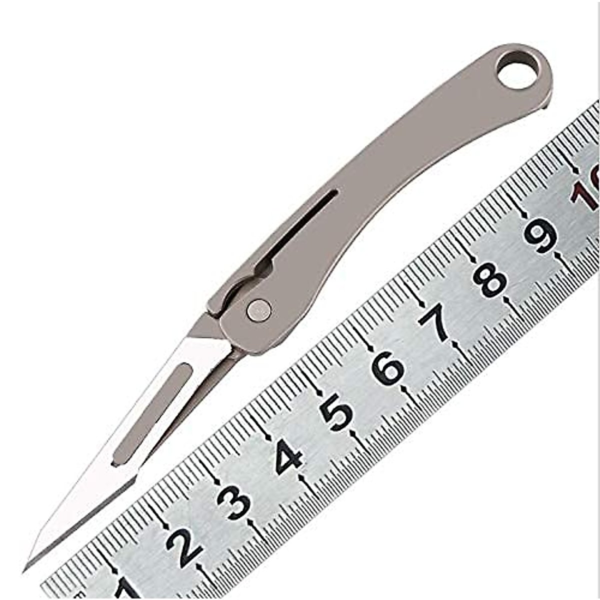 Samior TS105 Titanium Folding Scalpel Knife, Mini Slip Joint Utlitly EDC Keychain Knife with 10pcs 11# replacable Blades, Craft Working, Box Opening, Light Daily Use Knives