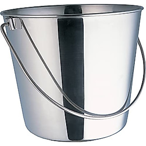 Indipets Heavy Duty Stainless Steel Pail - 2 Quart - Durable Dog Food and Water Storage