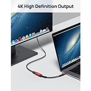 JSAUX USB C to HDMI Adapter, 4K USB Type-C to HDMI Female Adapter [Thunderbolt 3 Compatible] for iPhone 15 Pro Max/15 Plus, MacBook Pro/Air, Surface, Samsung Galaxy S21 S20 Ultra, Dell XPS 15 -Red