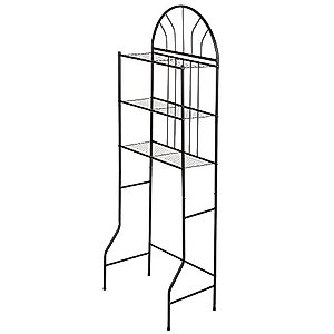 Home Basics Steel Space Saver for Bathroom (Black) | Bathroom Space Savers for Tissues, Towels, Makeup, and Beauty Supplies | Space Saver Bathroom with 3 Shelves and Non-Skid Feet