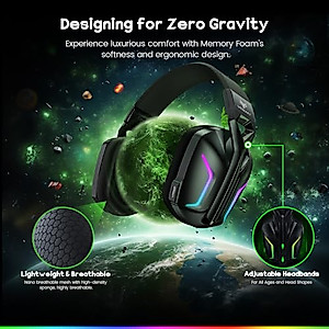 WESEARY 7.1 Wireless Gaming Headset with Microphone for PS4, PS5, PC, Switch, Mac, 2.4GHz Bluetooth Gaming Headphones with Crystal-Clear Mic, 50Hr Battery, Cool RGB
