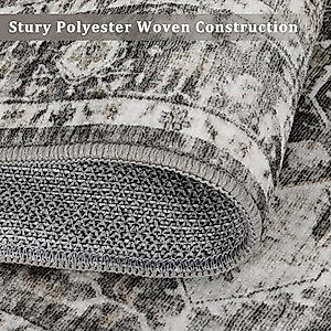 Zacoo 9x12 Rug for Living Room Washable Rugs Rug for Bedroom Vintage Rug Non Slip Carpet Tribal Throw Rugs Large Area Rug Stain Resistant Office Rug Classroom Rug 9'x12' Grey