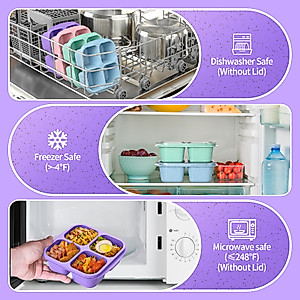 Bento Snack Containers(4 Pack), 4-Compartment Meal Prep Containers Reusable, Snackle Box Container for Kids and Adults,Divided Lunchable Container Food Storage Containers for School, Work, Travel