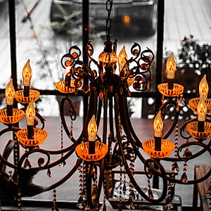 Christmas Flickering Light Bulbs 12 Pack C18 Flickering Flame Light Bulbs E12 Base Flickering Flame Bulbs 1 Watt/120 Volts for Christmas Candelabra Window Candle Lamp Christmas Replacement Bulbs