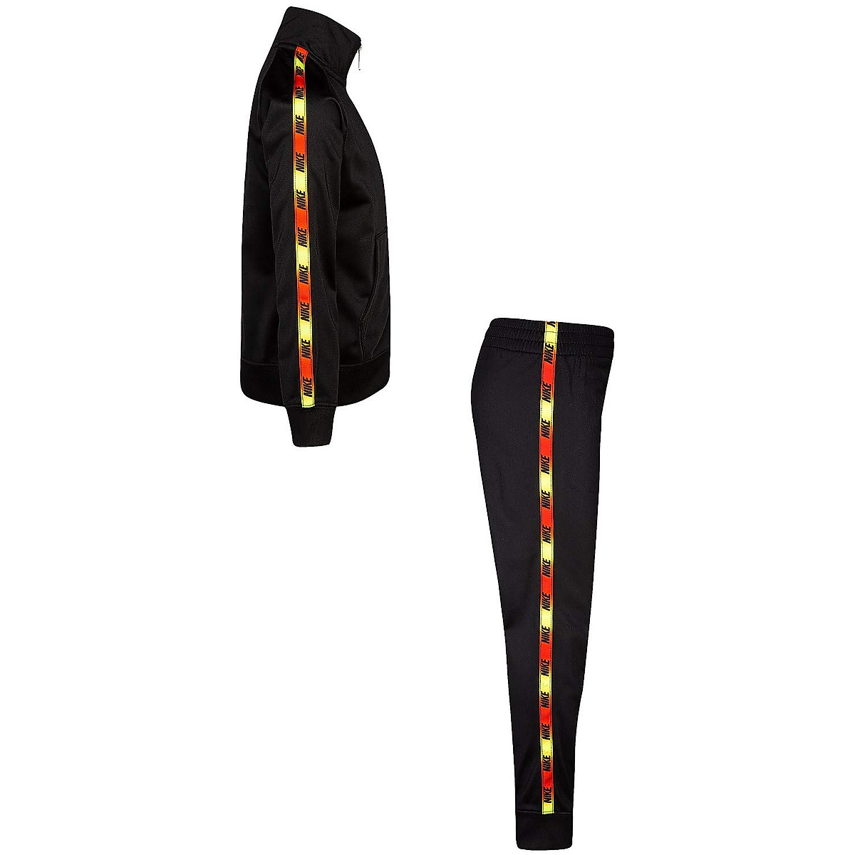 Nike Boy`s Full Zip Jacket And Pants Tracksuit 2 Piece Set (Black(86F278-023)/Yellow, 4 Years)