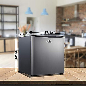 Walsh WSR17S5 Compact Refrigerator, 1.7 Cu.Ft Single Door Fridge, Adjustable Mechanical Thermostat with Chiller, Reversible Doors, Stainless Steel Look