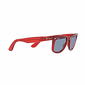 Ray-Ban RB2140 Original Wayfarer Colorblock Square Sunglasses, Transparent Red/Blue, 50 mm