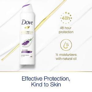 Dove Advanced Care Antiperspirant Deodorant Dry Spray 48 Hours of Sweat and Odor Protection Lavender Fresh Antiperspirant Spray With ¼ Moisturizers and 0% Alcohol, 3.8 Ounce (Pack of 3)
