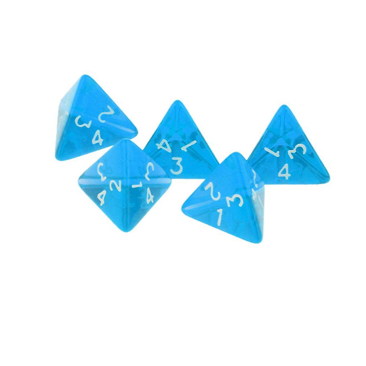Yiotfandoll 5PCS Polyhedral Dice 20mm D4 for Dungeons and Dragons DND RPG MTG Dice Table Games Transparent Blue with Black Bag