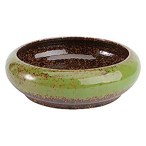 Succulent Pot, 18cm Ceramic Flower Pot with Drain Hole Round Glazed Planter, Hydroponic Gardening Pot Bonsai Pots for Cactus, (Green)