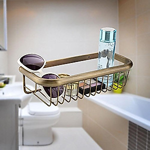 Yosoo Solid Copper Bathroom Shelf,Wall Mount Bathroom Shelf 30cm Solid Copper Shower Basket Bath Soap Shampoo Storage Holder