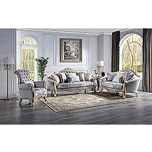 Acme Galelvith Fabric Upholstered Sofa with 5 Pillows in Gray