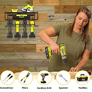 Power Tool Organizer Heavy Duty Tool Shelf, Wall Mounted Storage Rack for for Handheld & Power Tools, Compact Steel Design Garage Tool Organizer Perfect for Father's Day