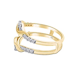 AFFY 1/3 Ct. Round Chevron Ring Guard Enhancer with Cubic Zirconia in 14K Yellow Gold Over Sterling Silver 0.33 Carat Ring Size-6