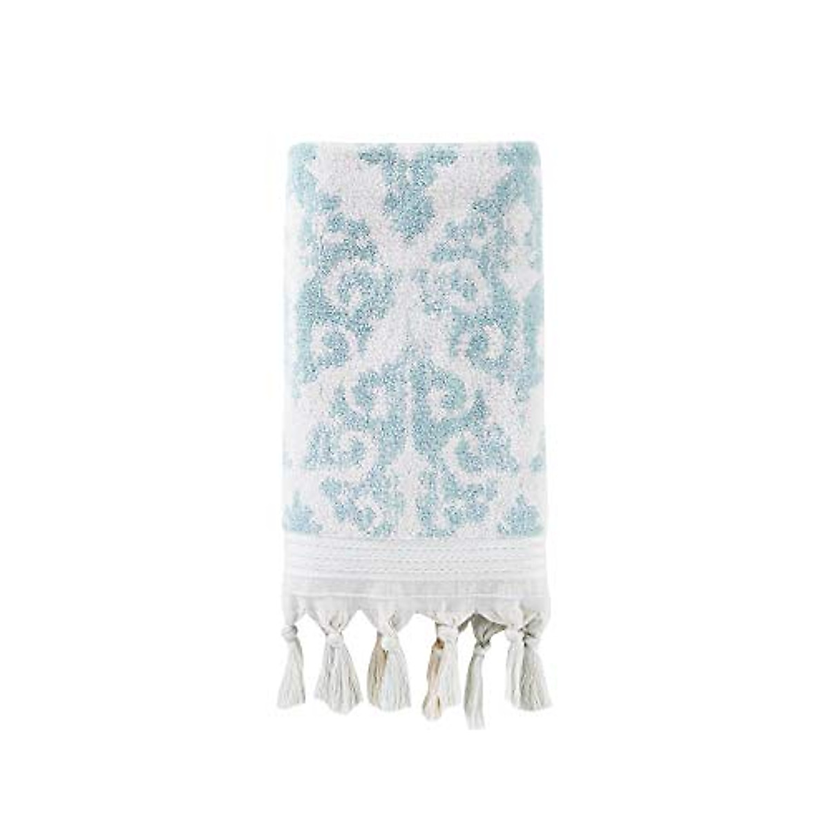 SKL Home Mirage Fringe 100% Turkish Cotton Hand Towel Set, Aqua
