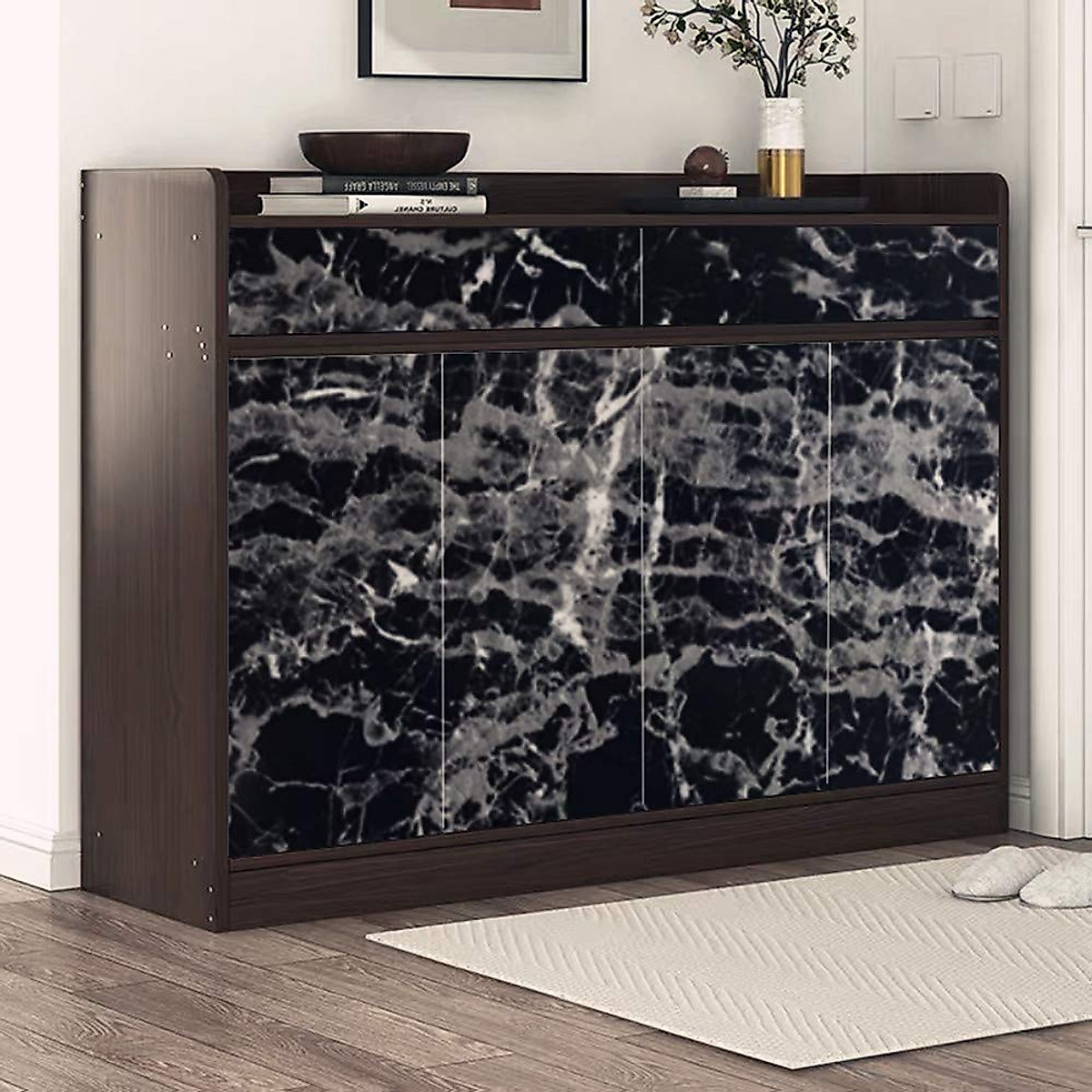 Yancorp Black Marble Contact Paper Black Peel and Stick Wallpaper Self Adhesive Countertop Removable Vinyl Wrap Bachsplash Shelf Liner (11.8" x 78.7")