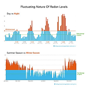 Ecosense RD200 RadonEye, Home Radon Detector, Fast Capture of Fluctuating Levels, Short & Long-Term Continuous Monitoring with Trend Charts