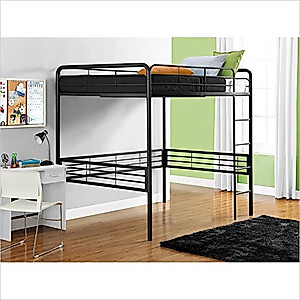 DHP Full Metal Loft Bed with Ladder, Space-Saving Design, Black