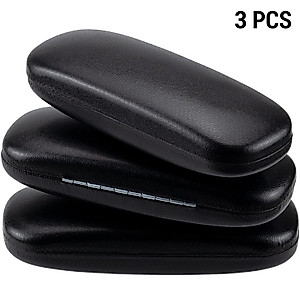 IFAMIO 3 Pack Glasses Case Hard Shell Eye Glass Case Glasses Holder Pocket Portable Sunglass Protector Case Fit Most Eye Glasses and Sunglasses (Black)