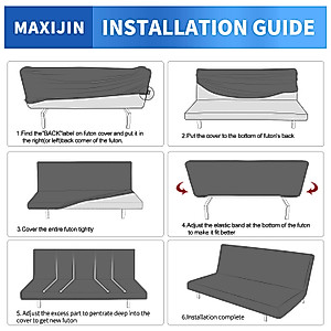 MAXIJIN Jacquard Futon Cover Stretch Armless Sofa Cover Soft Slipcover with Elastic Bottom Thick Furniture Protector for Washable Futon (Dark Gray)