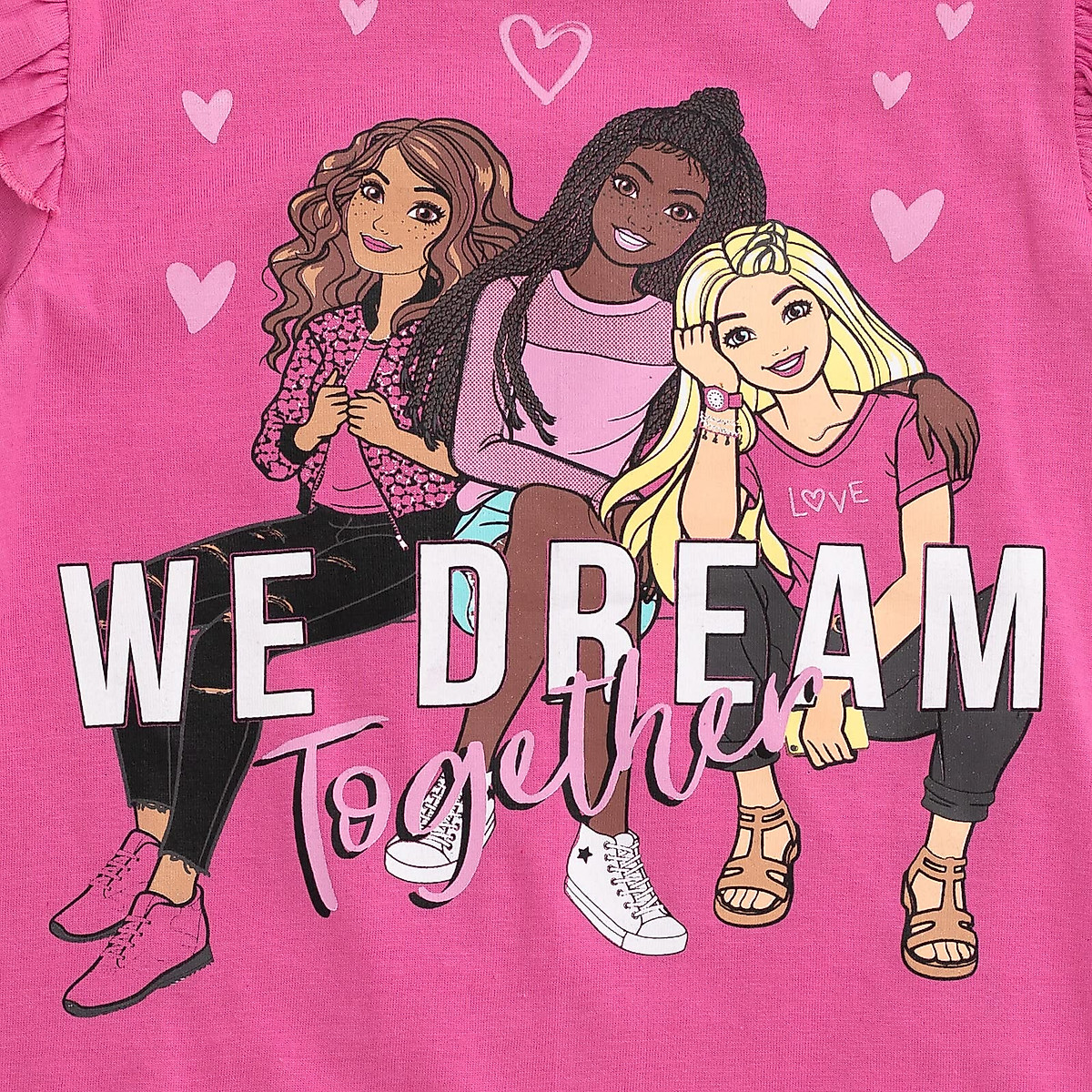 Barbie Toddler Girls 3 Pack T-Shirts Pink/Black 4T