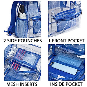 Vorspack Clear Backpack Heavy Duty PVC Transparent Backpack with Reinforced Strap for Work - Blue