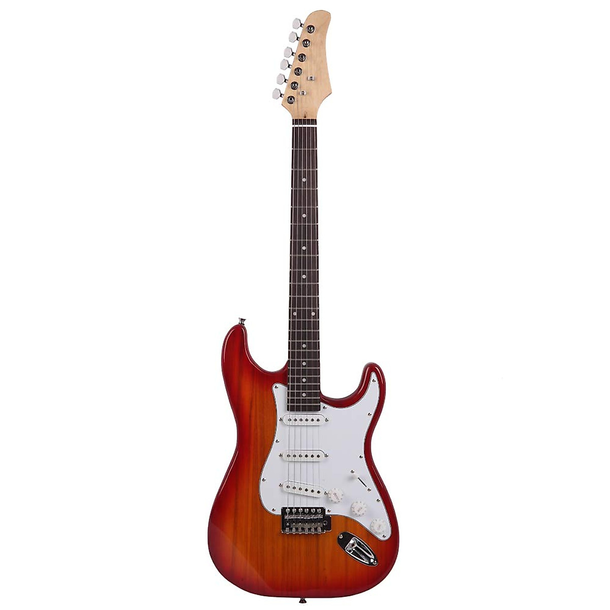 38 Inch Electric Guitar, Rosewood Fingerboard Electric Guitar, w/Picks, Strap, Cord, Bag, Tremolo Arm, for Beginner and Intermediate Performer (Sunset Red)