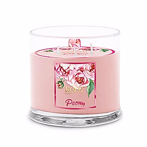 Root Candles Scented Candles La Fleur Collection Beeswax Blend Handcrafted 3-Wick Candle, 14-Ounce, Peony