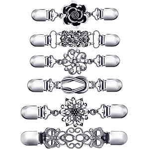 Hicarer 6 Pieces Vintage Shirt Dress Cardigan Clip, Waist Clip for Women, Sweater Shawl Brooch Jacket Clip for Clothing (Vintage Style)