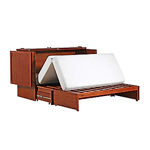 Mega Solutions Emurphybed Paradiseo Murphy Cabinet Chest Bed with Charging Station 8 Inch, Queen (Cherry)