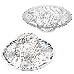 2 Pcs Heavy Duty Stainless Steel Slop Basket Filter Trap, 3.54" Top / 1.65" Mesh Metal Sink Strainer, Perfect for Kitchen Sink/Bathroom Bathtub RV Wash Basin Floor Drain Balcony Drain Hole