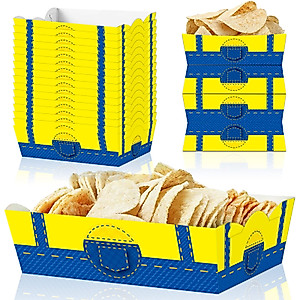 40 Pack Yellow Cartoon Birthday Party Supplies,Mini Yellow Cartoon Food Tray Yellow Party Favors Paper Food Serving Tray Yellow Theme Cartoon Paper Trays