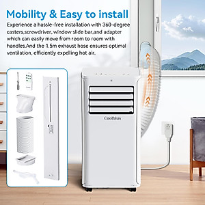 12000 BTU Portable Air Conditioners Cool Up to 550 Sq.Ft,3-in-1 AC Unit with Remote Control/LED Display/Installation Kits & Screwdriver/24Hrs Timer for Home/Office,12000BTU