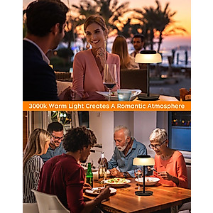 QiMH Battery Operated LED Table Lamp, 5000mAh Waterproof Cordless Desk Lamp with 3 Level Brightness Touch Control, Mini Rechargeable Night Light for Living Room, Bedroom, Outdoor bar (Black)