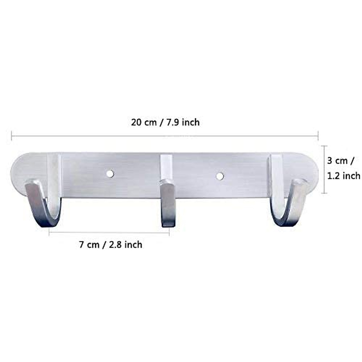 Sagmoc Coat Hook Rack Brushed Nickel 8-Inch Coat&Towel Hook Rail Wall Mounted with 3 Hooks, Durable Wall Hangers for Bedroom, Bathroom, Foyer, Hallway (SUS304 Stainless Steel)