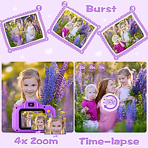 PROGRACE K1 Kids Digital Camera, Purple with 32GB Card, Unisex