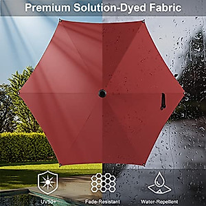 Gardesol 7.5 FT Patio Umbrella, Outdoor Market Umbrella with Push Button Tilt/Crank, 6 Sturdy Ribs, Fade Resistant, UV Protection, Solution-Dyed Fabric, Outdoor Table Umbrella for Decks, Backyard, Pool, Red