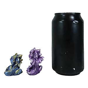 Ebros Gift Set of 12 Colorful Metallic Red Green Purple Blue Baby Dragons in Multiple Poses Miniature Figurines Whimsical Medieval Fantasy Dragon Wyrmlings Fairy Garden Mini Statues