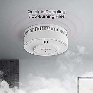 X-Sense Smoke Alarm, 10-Year Battery Fire Alarm Smoke Detector with LED Indicator & Silence Button, SD2J0AX