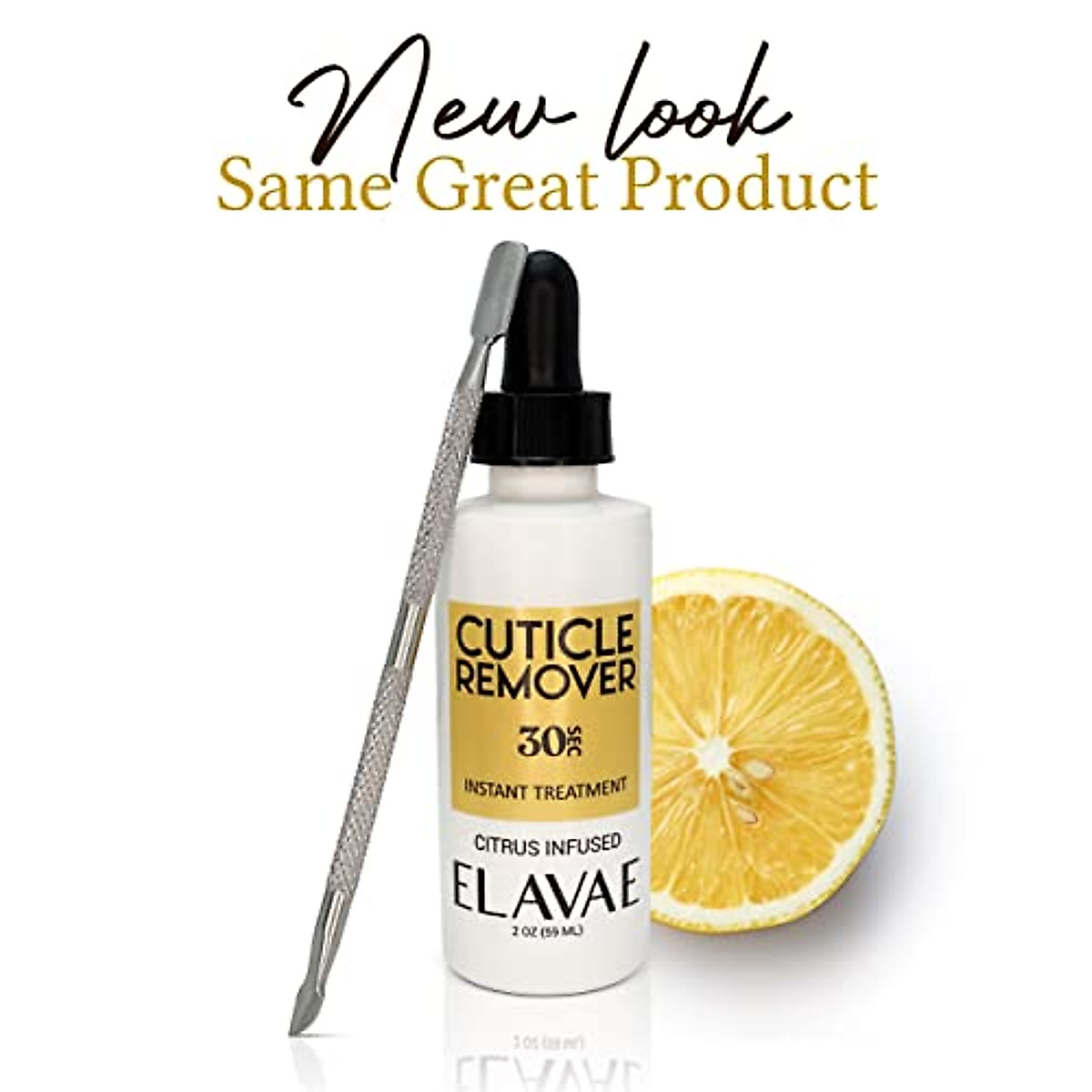Elavae Instant Cuticle Remover 2 OZ. Gel Cream and Stainless Steel Cuticle Pusher Tool. Works as a Cuticle Softener and Remover Without a Cuticle Trimmer or Nipper. Easy Home Manicures and Pedicures.