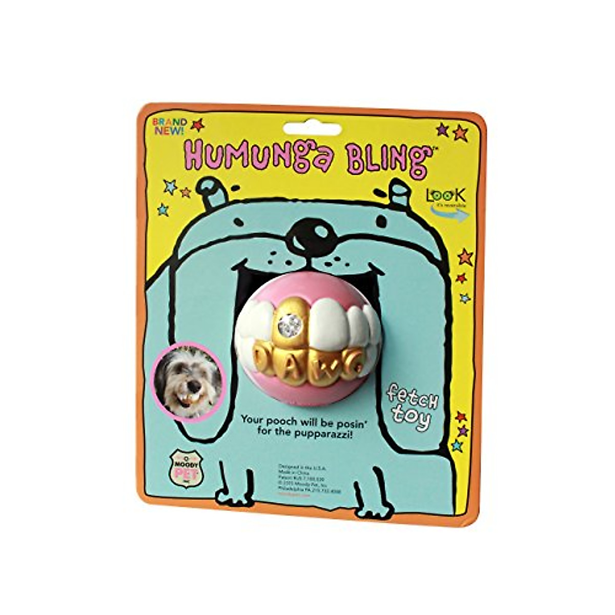 Humunga Bling Rock Star Teeth Shaped Ball Toy for Medium and Large Dogs