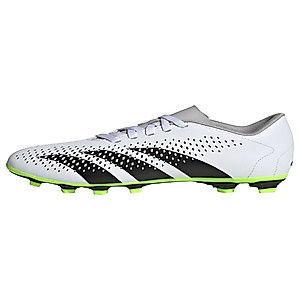 adidas Predator Accuracy.4 Firm Ground Sneaker, White/Core Black/Lucid Lemon, 12 US Unisex Little Kid
