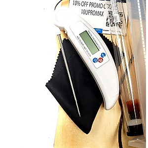 Upromax Deluxe Gift Brewing Set Hydrometer Alcohol 0-200 Proof, Unbreakable Jar, Test Tube, Digital Thermometer, Cloth Luxury Wooden Box Liquor & Spirits Lovers Distilled Alcohol Set Digital Scale