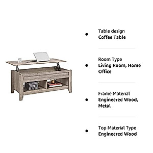 Yaheetech Lift Top Coffee Table with Hidden Storage Compartment & Lower Shelf, Lift Tabletop Farmhouse Table for Living Room Office Reception, 47.5in L, Gray