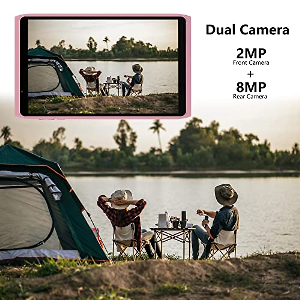 Tablet Android 12 Tablets 8 inch, WiFi 6 Tablet Computer 2GB RAM 32GB ROM, 1280x800 IPS Touch Screen, 2+8MP Dual Camera, 4300mAh Battery, Google GMS Certified Tablet PC, Pink