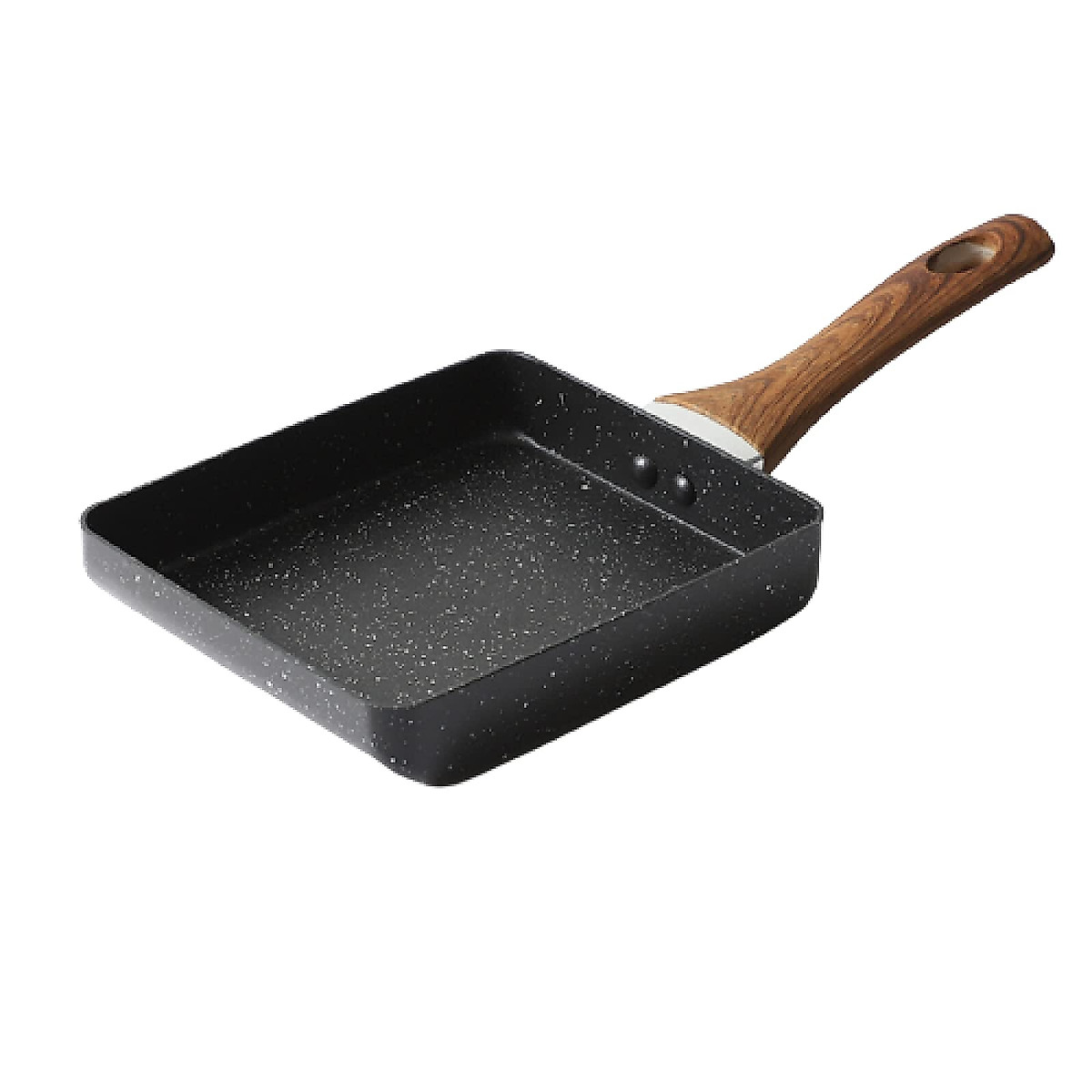 Japanese Style Frying Pan Square Maifan Stone Pot Non-stick Pan 13X18cm黑色木纹柄