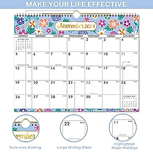 2023 Wall Calendar - Wall Calendar 2023, Janaury 2023-December 2023, 12 Months Calendar with Julian Date, 15 x 12 Inches, Twin-Wire Binding, Suitable for Hanging on the Wall, Large Blocks and Julian Dates, Flower design, Good Decorative Effect