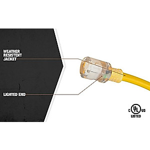 Woods Southwire 02688 10/3 50-Foot Vinyl Outdoor Extension Cord with Lighted End ; Yellow ; 50 ft - 26888802